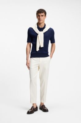 BOSS cable-knit polo sweater in cotton and cashmere